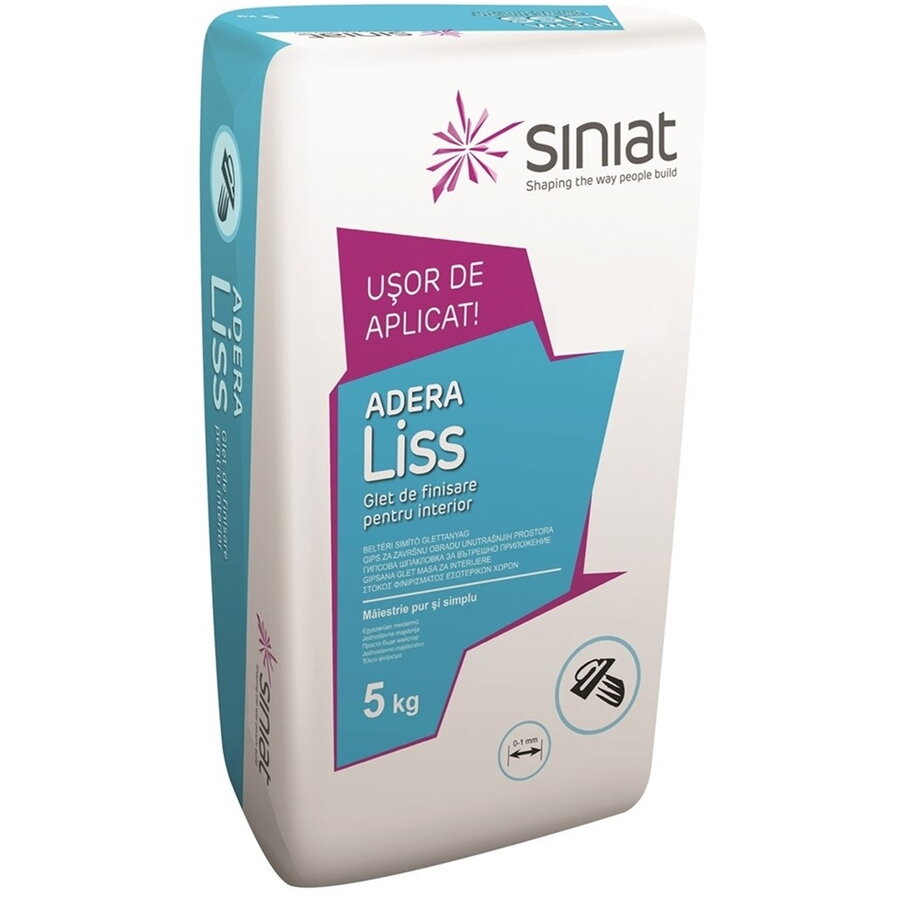 Glet finisaj interior adera liss 5kg Siniat - Brick Romania