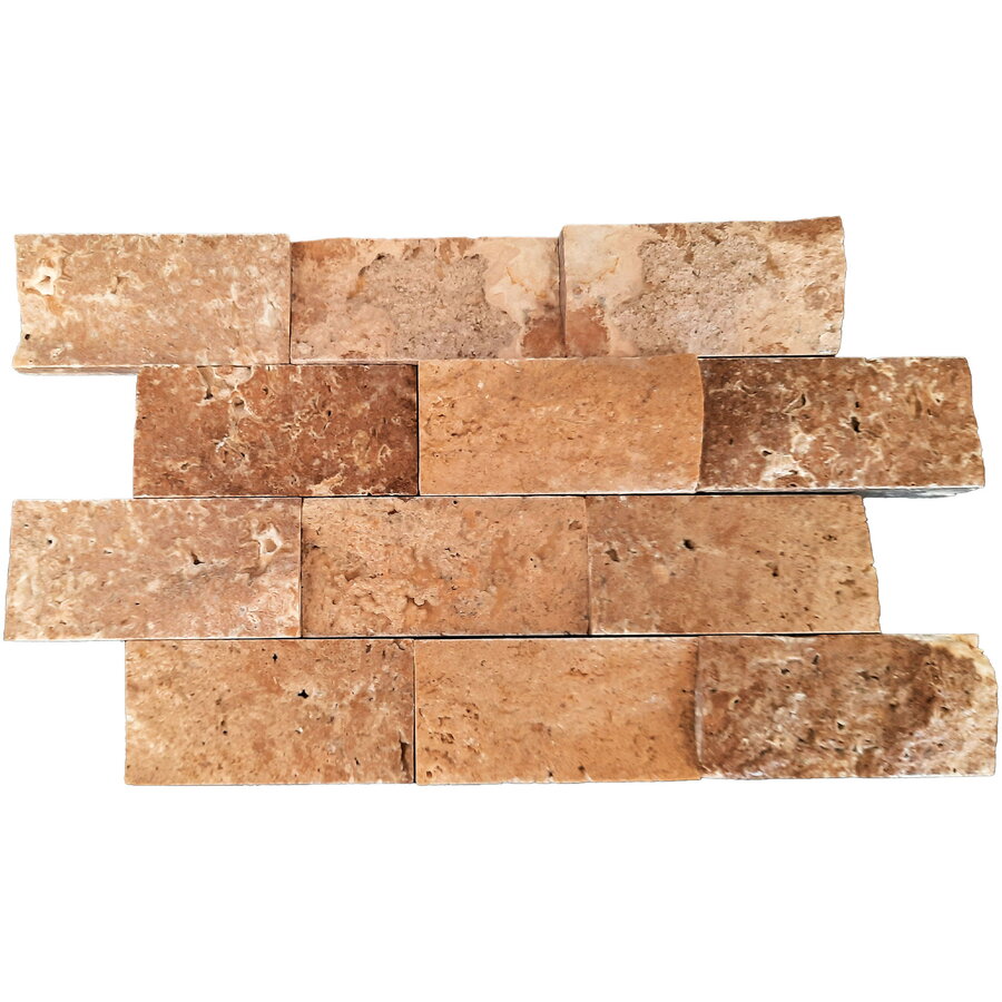 Travertin noce split face 5x10x1.5 (0.27mp/cutie) 36106 Mesta - Brick ...